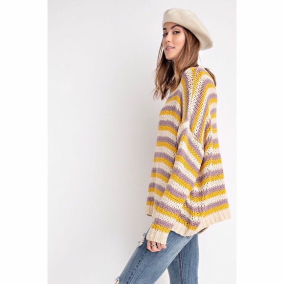 easel | Sweaters | 525 Multicolor Knit Striped Knitted Sweater | Poshmark